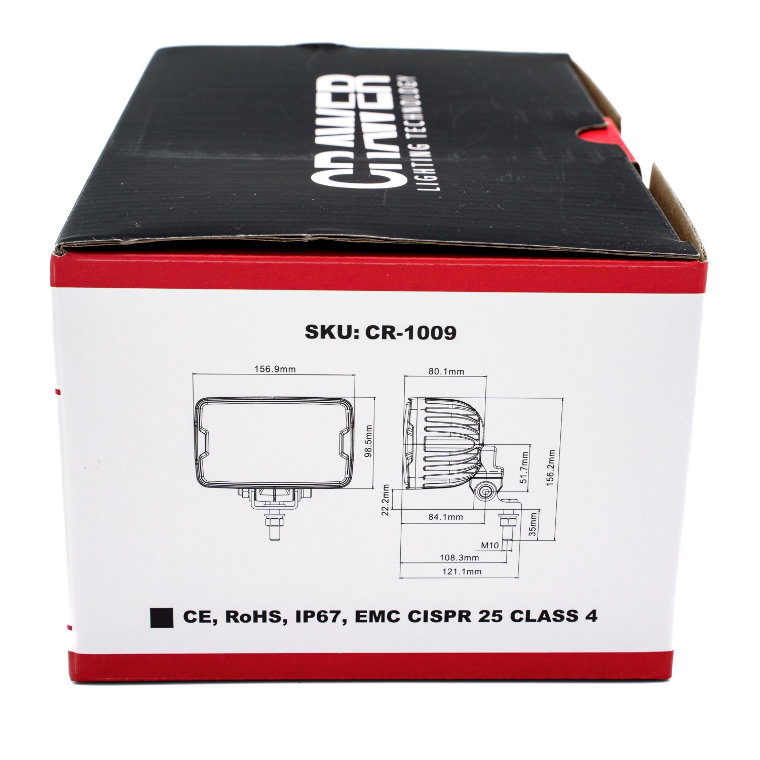 CRAWER 60W Rectangular LED Work Light, Flood Beam - Wattz