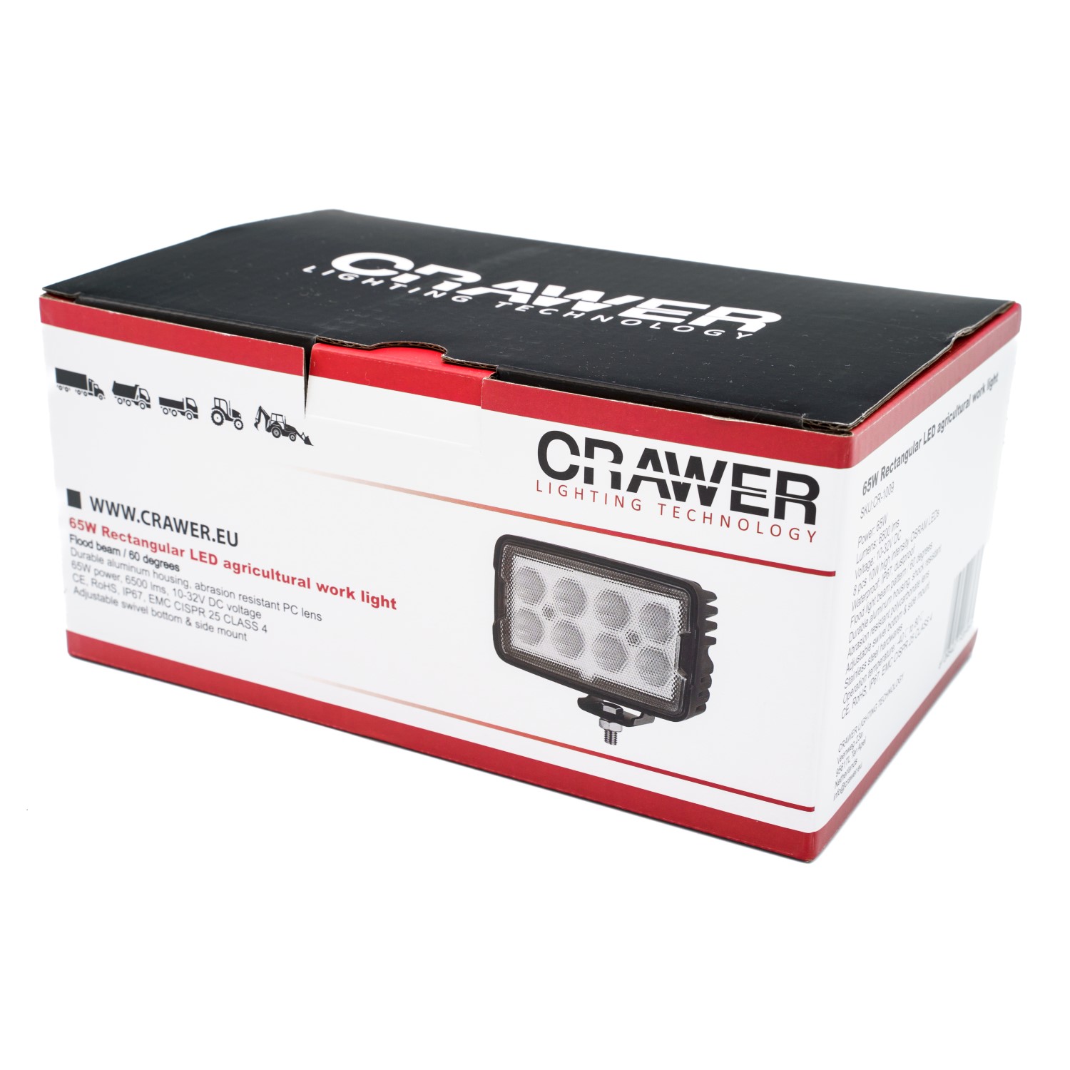 CRAWER 60W Rectangular LED Work Light, Flood Beam - Wattz