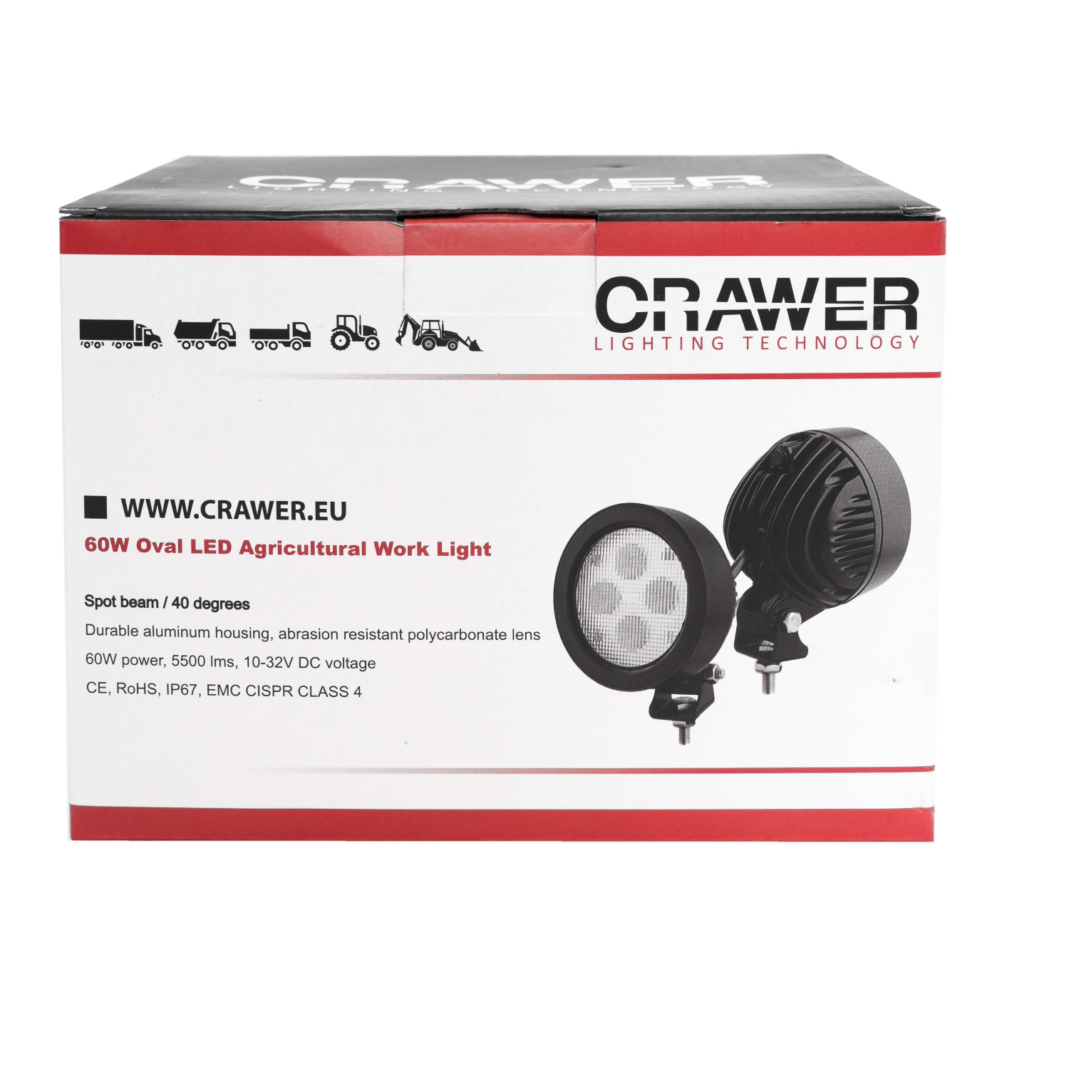 CRAWER 60W Oval LED Work Light for John Deere, Spot Beam - Wattz