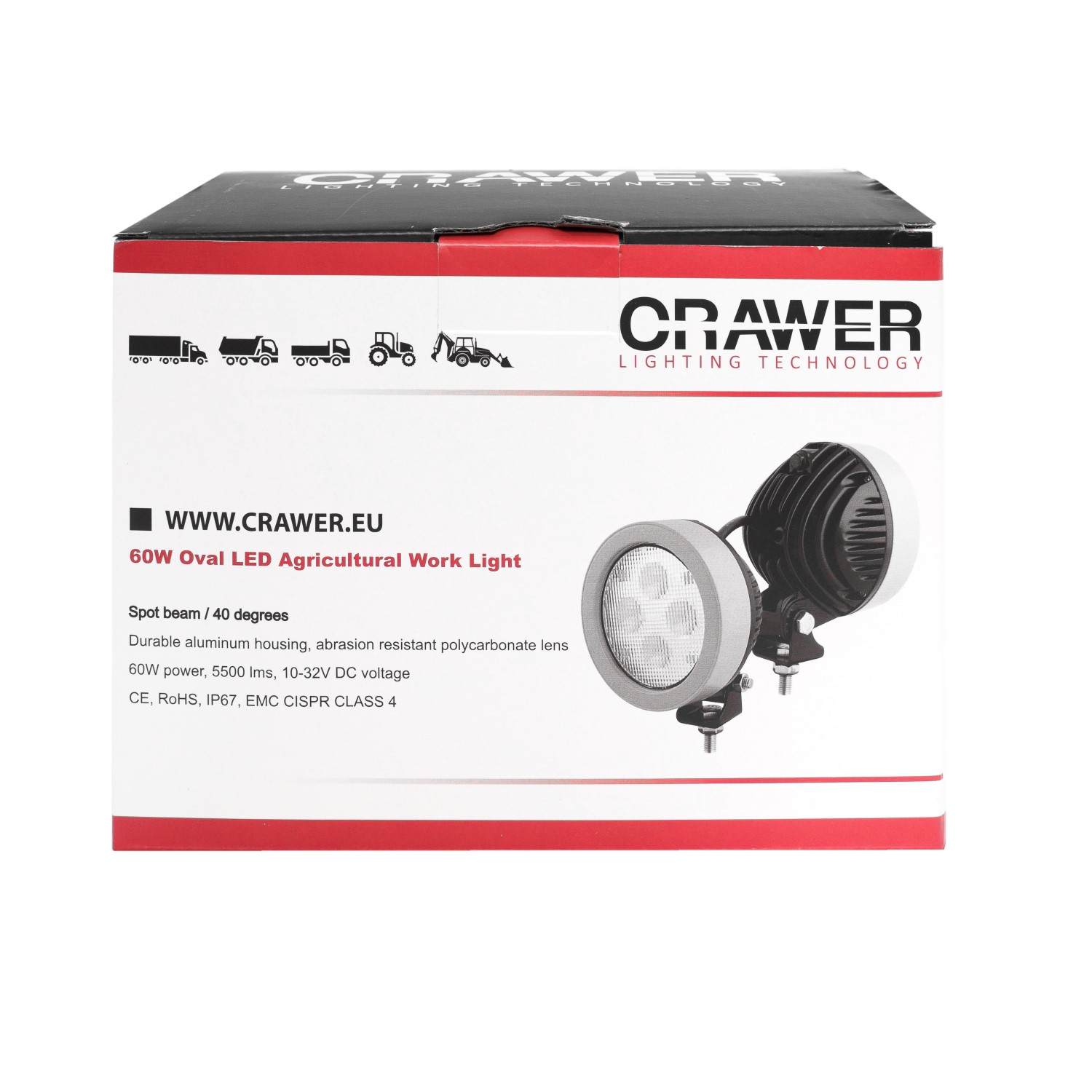 CRAWER 60W Oval LED Work Light for John Deere Premium, Spot Beam - Wattz